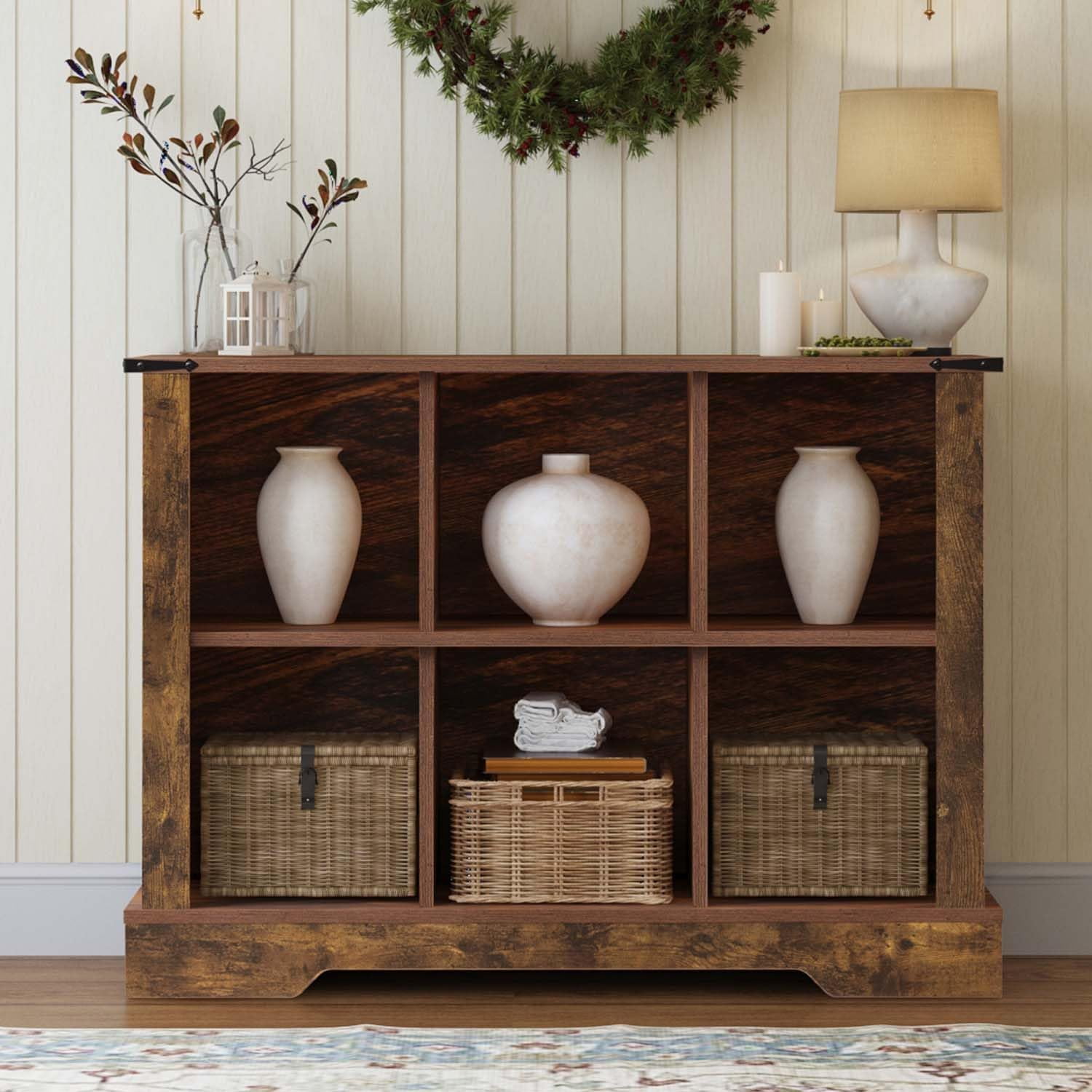 6 Cube Storage Organizer, Wood Cube Bookshelf with LED Lights ...