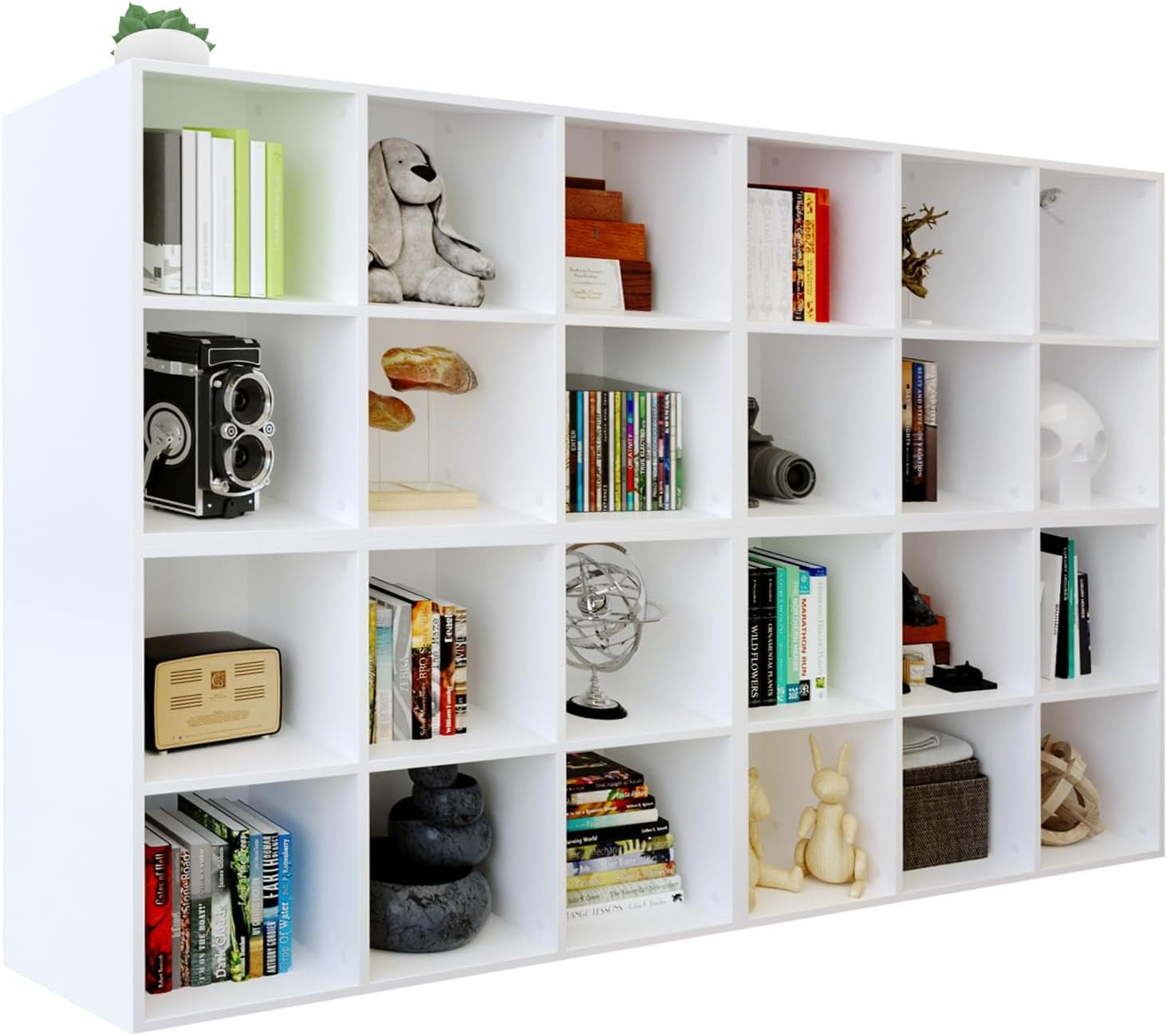 6 Cube Storage Organizer, Wooden 2-Tier Open Cube Display Shelf ...