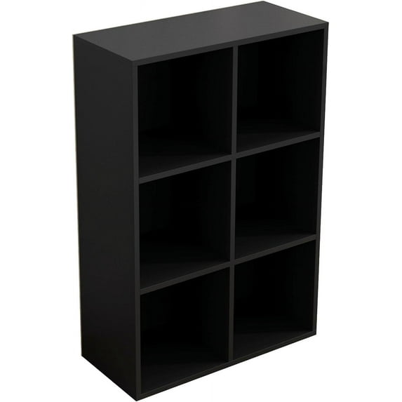 6-Cube Storage Shelf Bookcase - Wooden 3-Tier Floor Standing Open ...