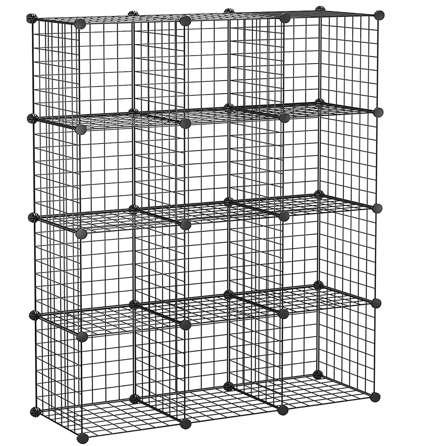 6-Cube Wire Grid Storage Shelves, Stackable Modular Cube Organizer ...