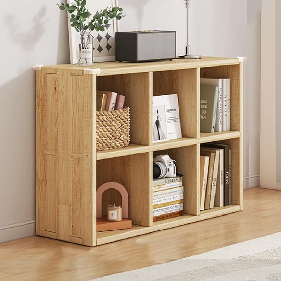 6 Cube Wooden Bookshelf, Modern Open Bookcase Floorstanding Display ...