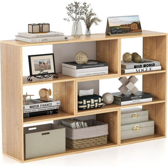 6 Cubes Bookcase, 2-Piece Separable Floor Standing Open Horizontal ...