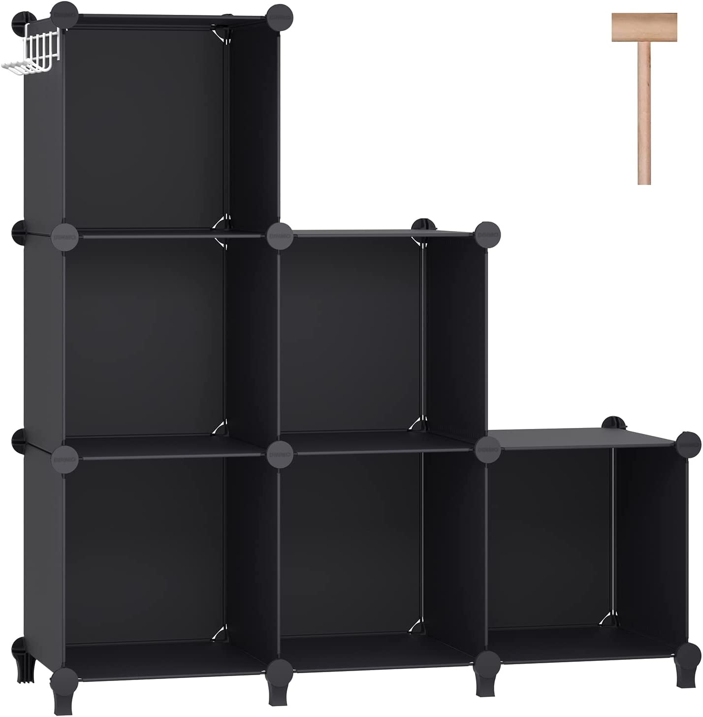 6 Cubes Storage Organizer, Bookcase, Display Shelf with Wooden Mallet ...