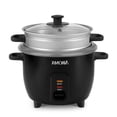 6 Cup Rice Cooker with Outer Steam Tray Black - Walmart.com