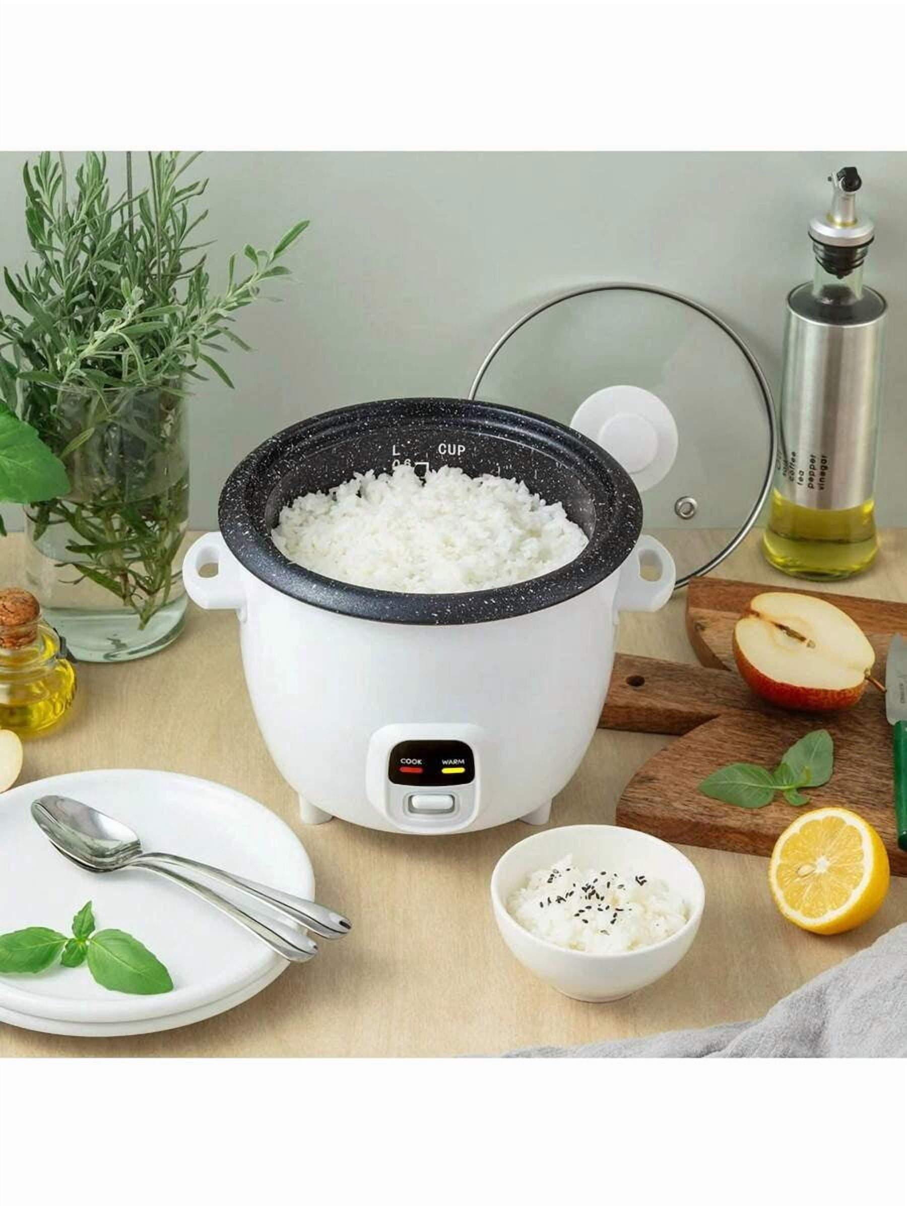 6-Cup Rice & Grain Cooker, 8X Bonded Granite Coating, White - Walmart.com