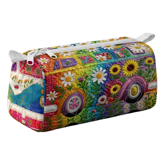 6" Cute Camper Quilted Cosmetic Bag, Multi-Functional Zippered Storage ...