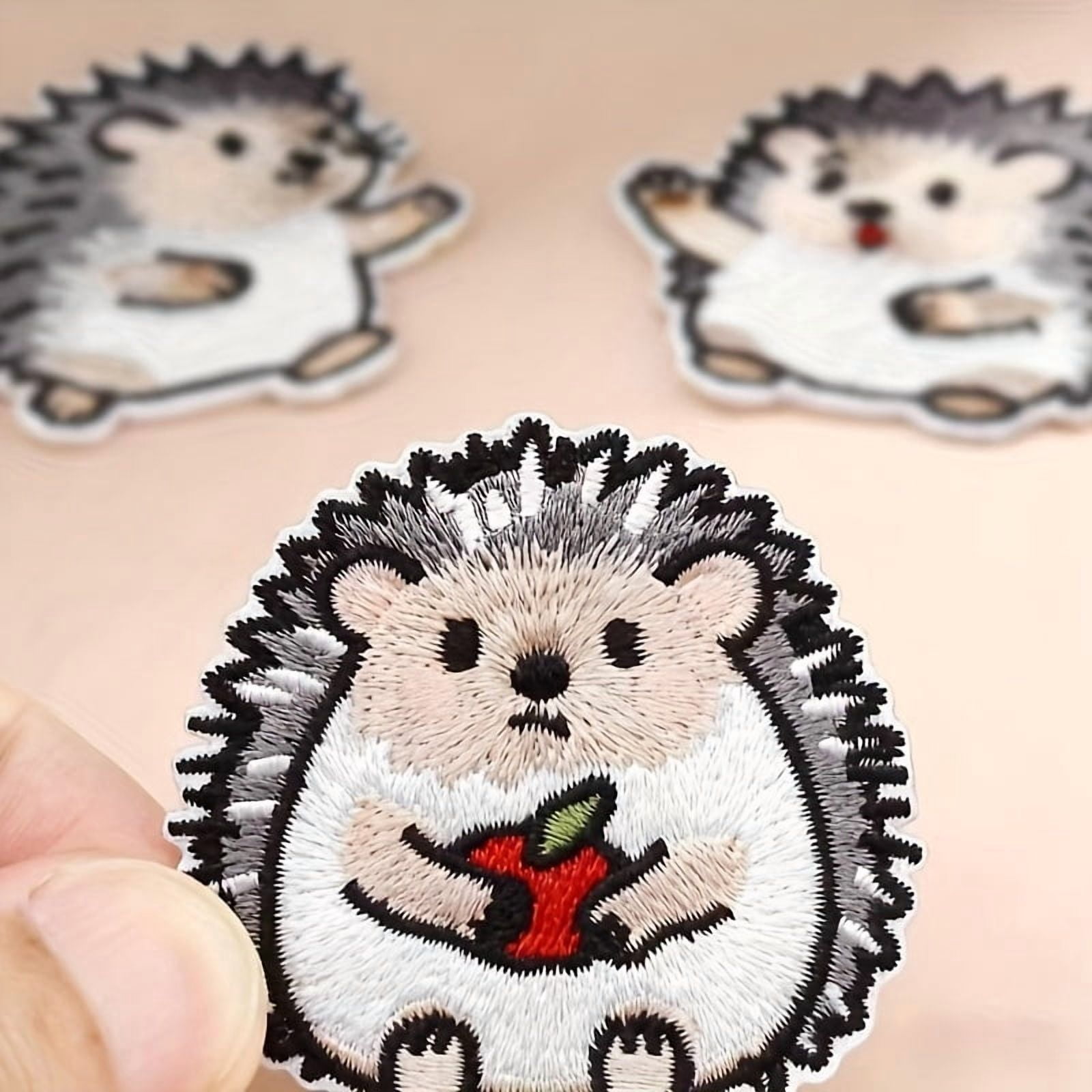 6 Cute Cartoon Hedgehog Embroidery Patches - Self-Adhesive DIY Repair ...