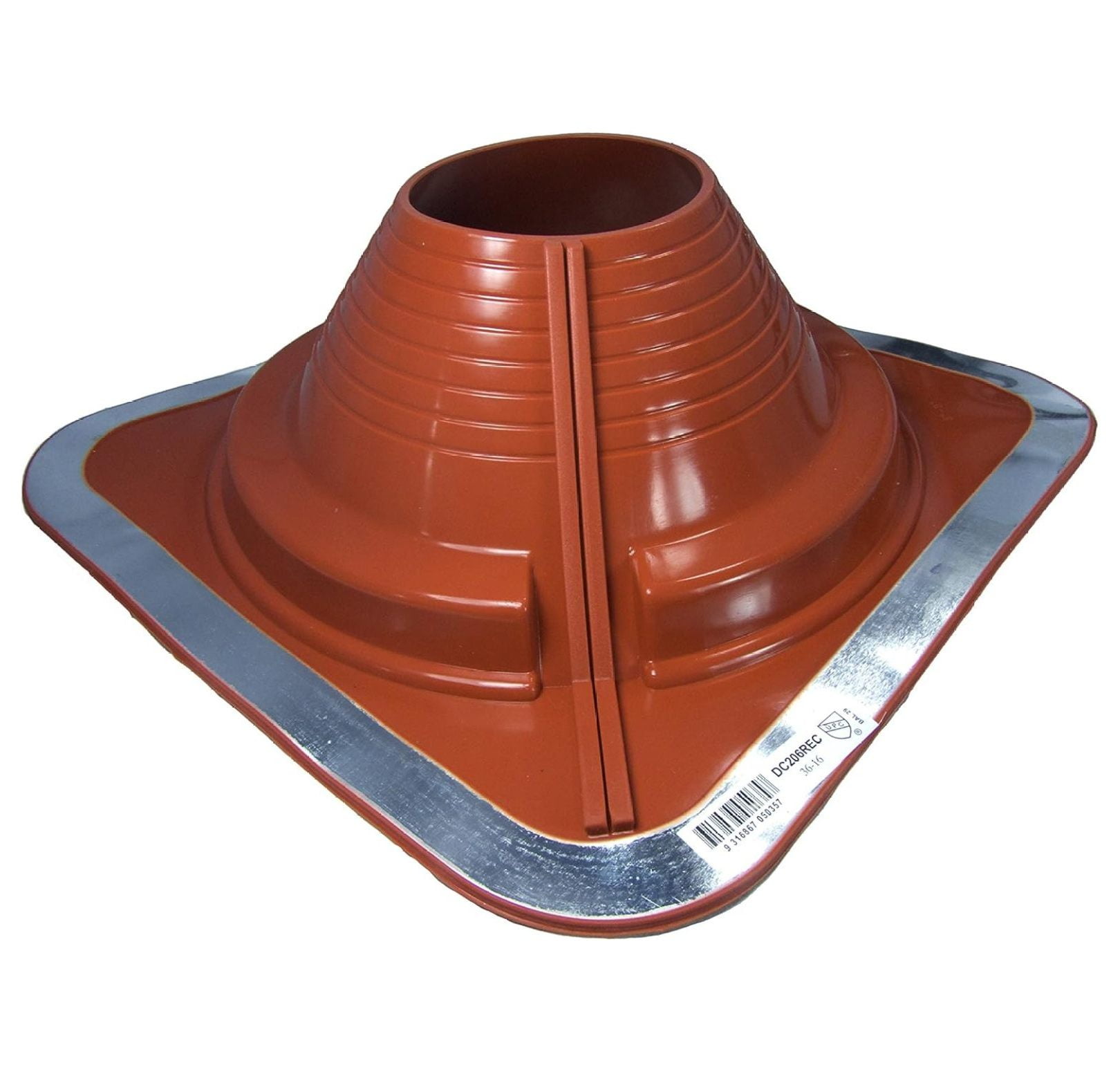 #6 (DC206REC) DEKTITE Square Base Combo Pipe Flashing Boot: RED High Temp Silicone Square Base ...