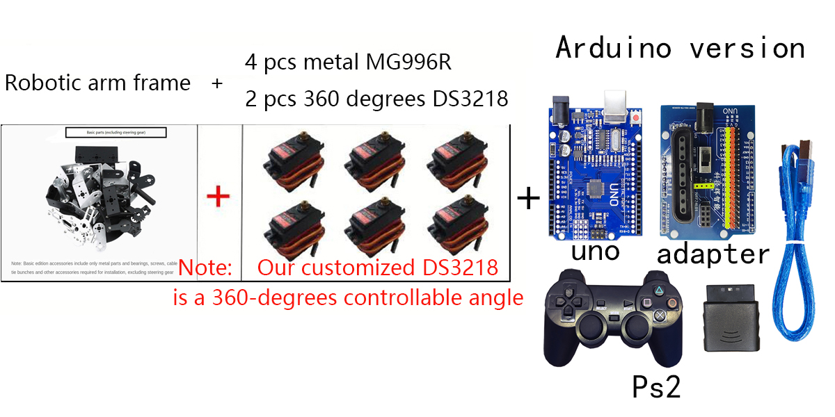 6 DOF Robotics Kit Educational Robot Manipulator Metal Alloy Arduino ...
