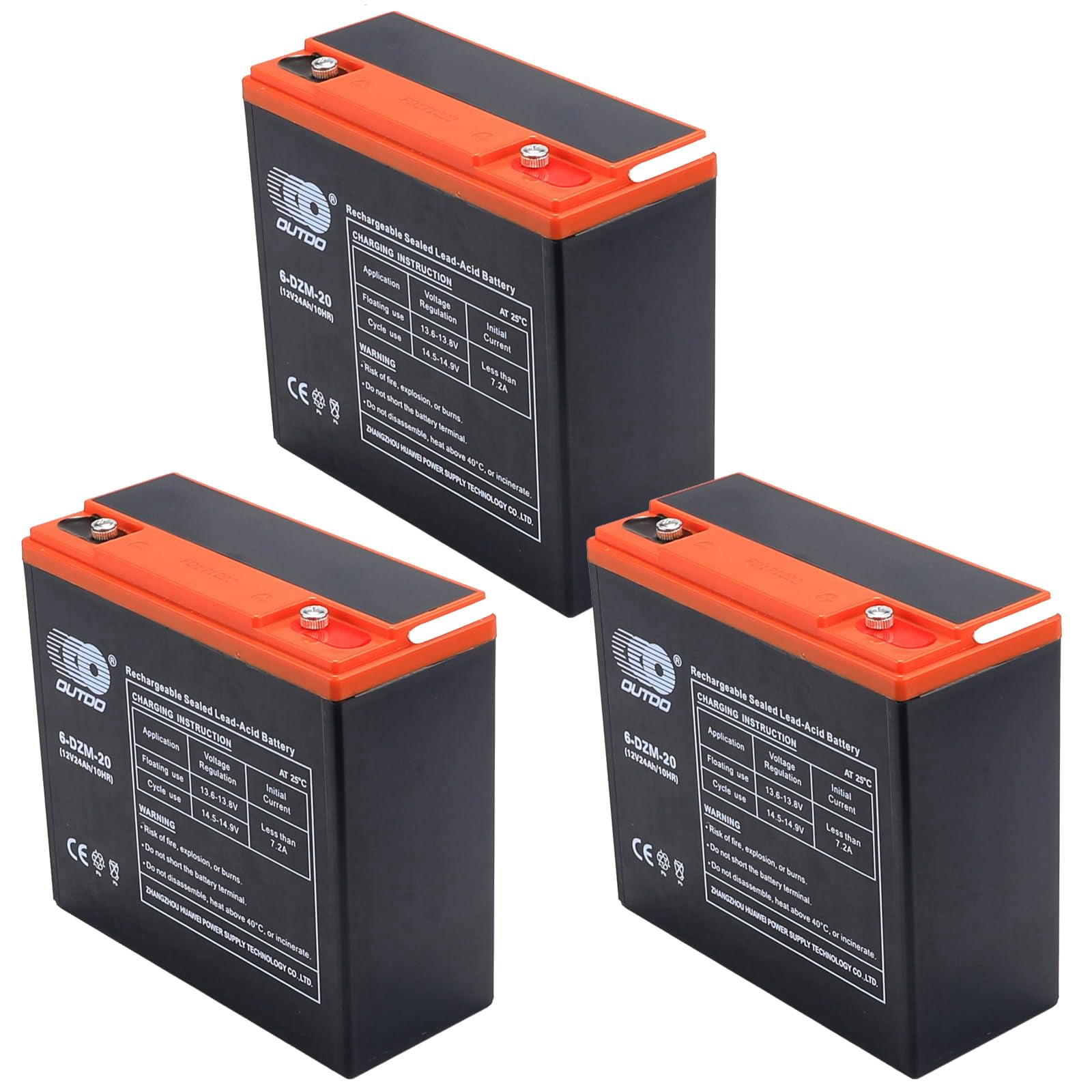 6-DZM-20 12V 24AH Rechargeable Battery Sealed Lead Acid SLA AGM ...
