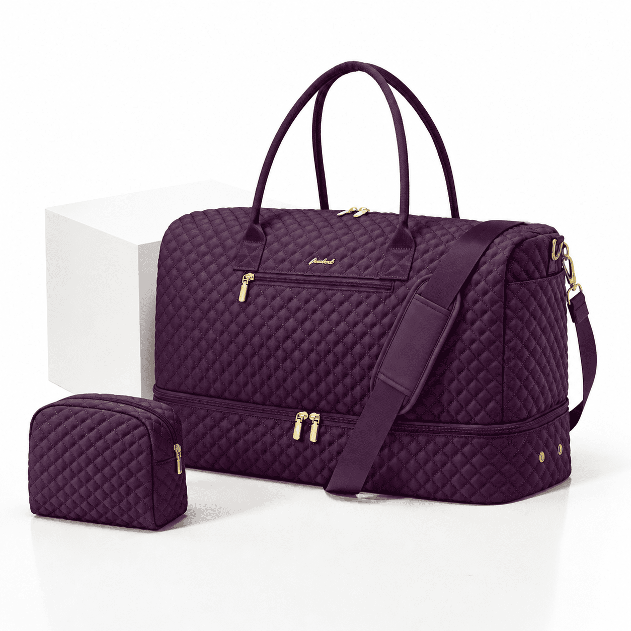 6-Dark Purple Large Travel Duffle Weekender Carry On Overnight Bag ...