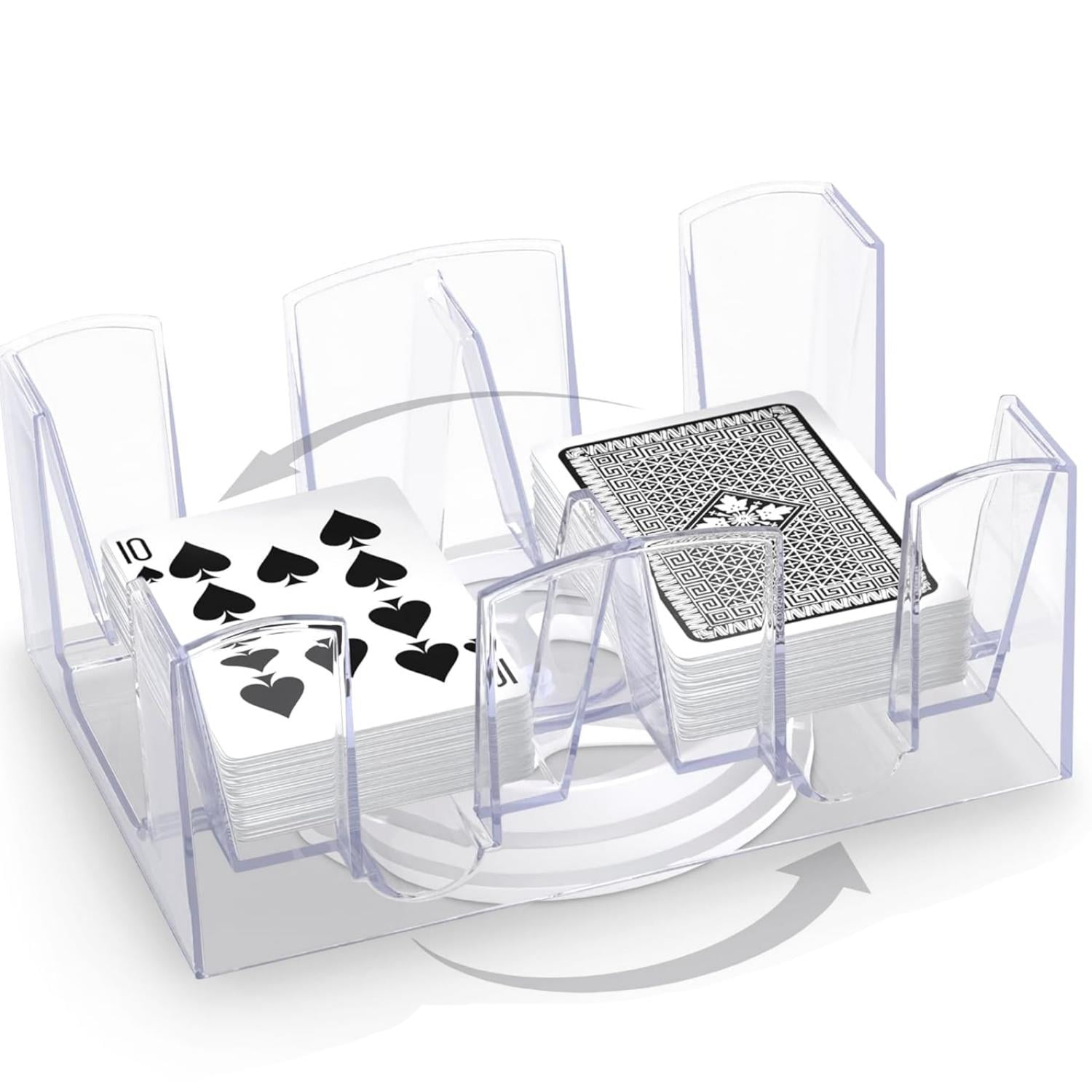 6 Deck Plastic Revolving Card Game Holder – Playing Cards Tray Rotating ...