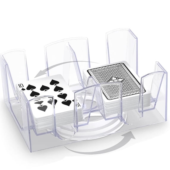6 Deck Plastic Revolving Card Game Holder – Playing Cards Tray Rotating ...