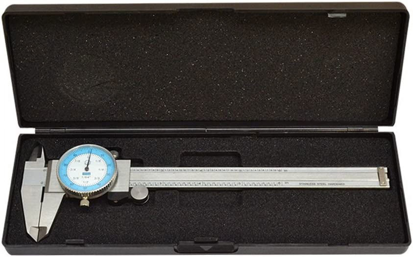 6'' Dial Caliper 64th Fractional Stainless Steel Hardened Depth Gage ...