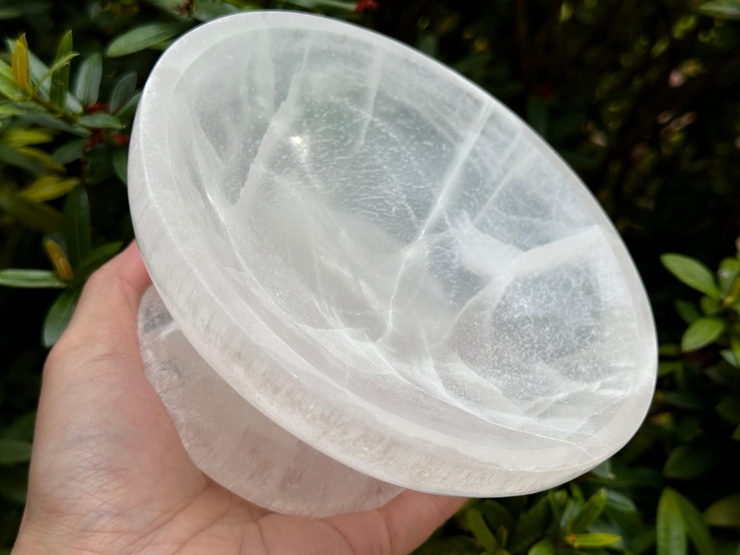 6" Diameter Selenite Crystal Polished Charging Bowl With Pedestal ...