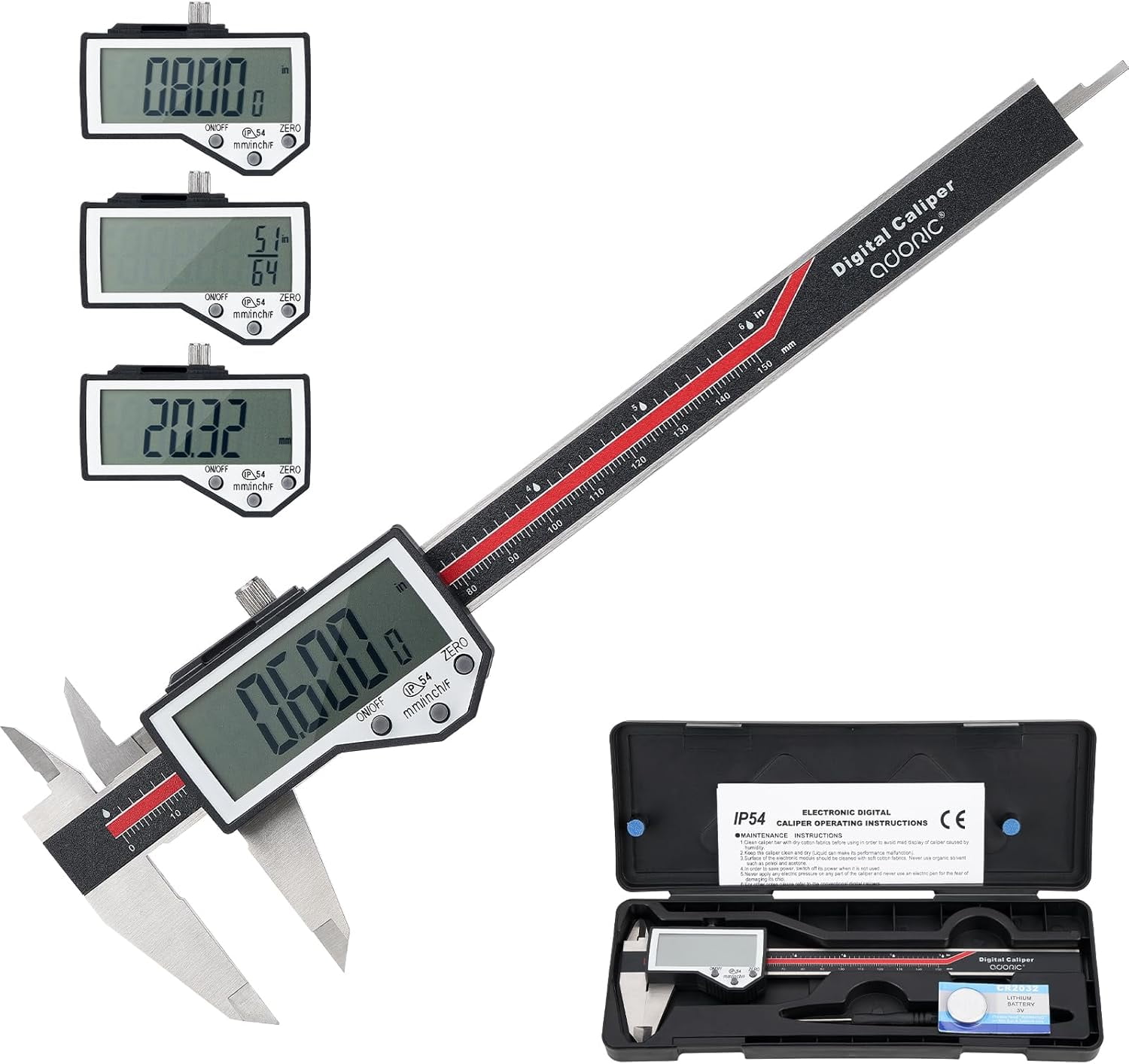 6" Digital Caliper, Waterproof Electronic Vernier Caliper with Large ...