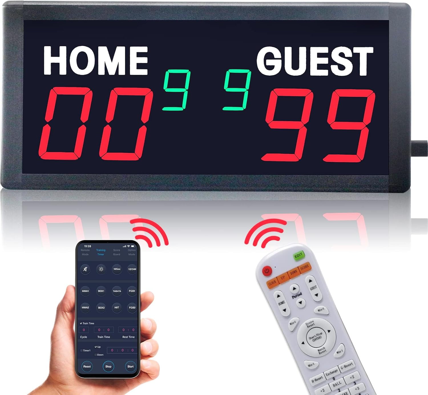 6 Digits Bluetooth Electronic Scoreboard, Digital Scoreboard with ...