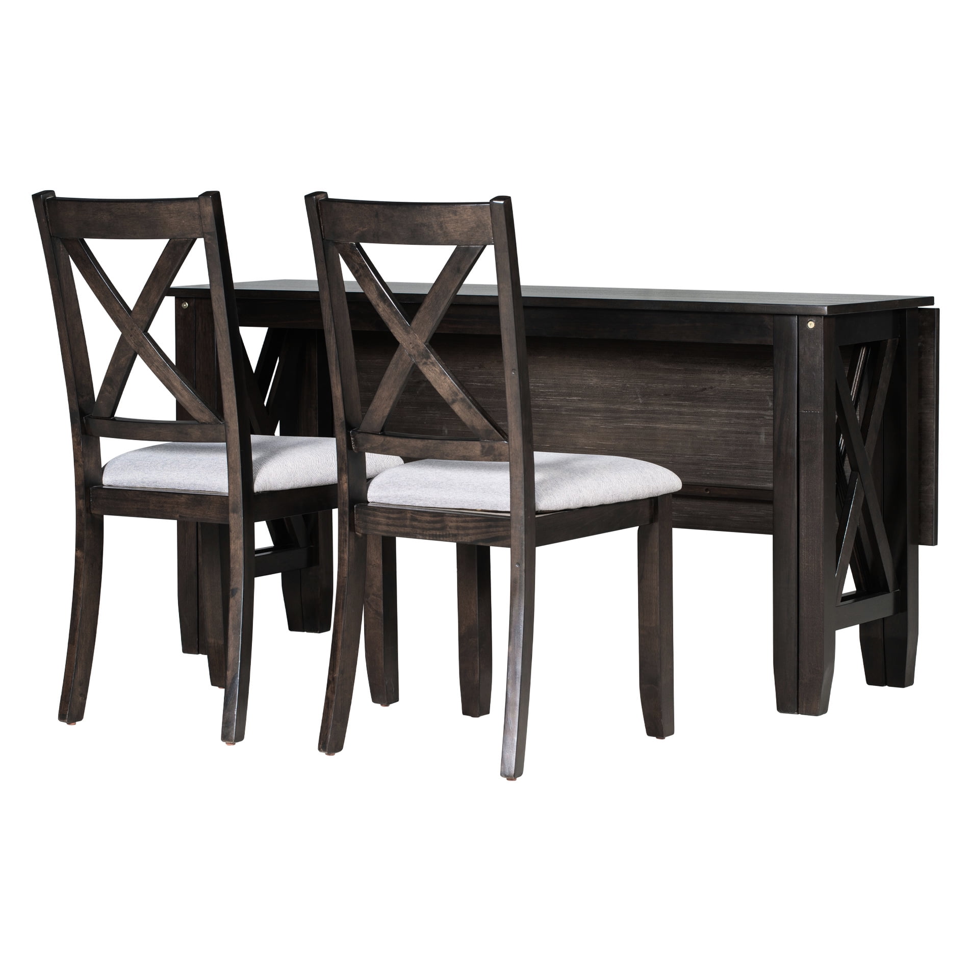 6 Dining Configuration - Solid Wood Foldable Table & Chair With Bench ...