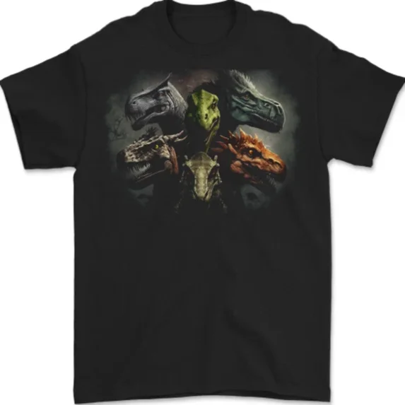 6 Dinosaur Collage T-Rex Raptor Dragons Mens T-Shirt - Walmart.com