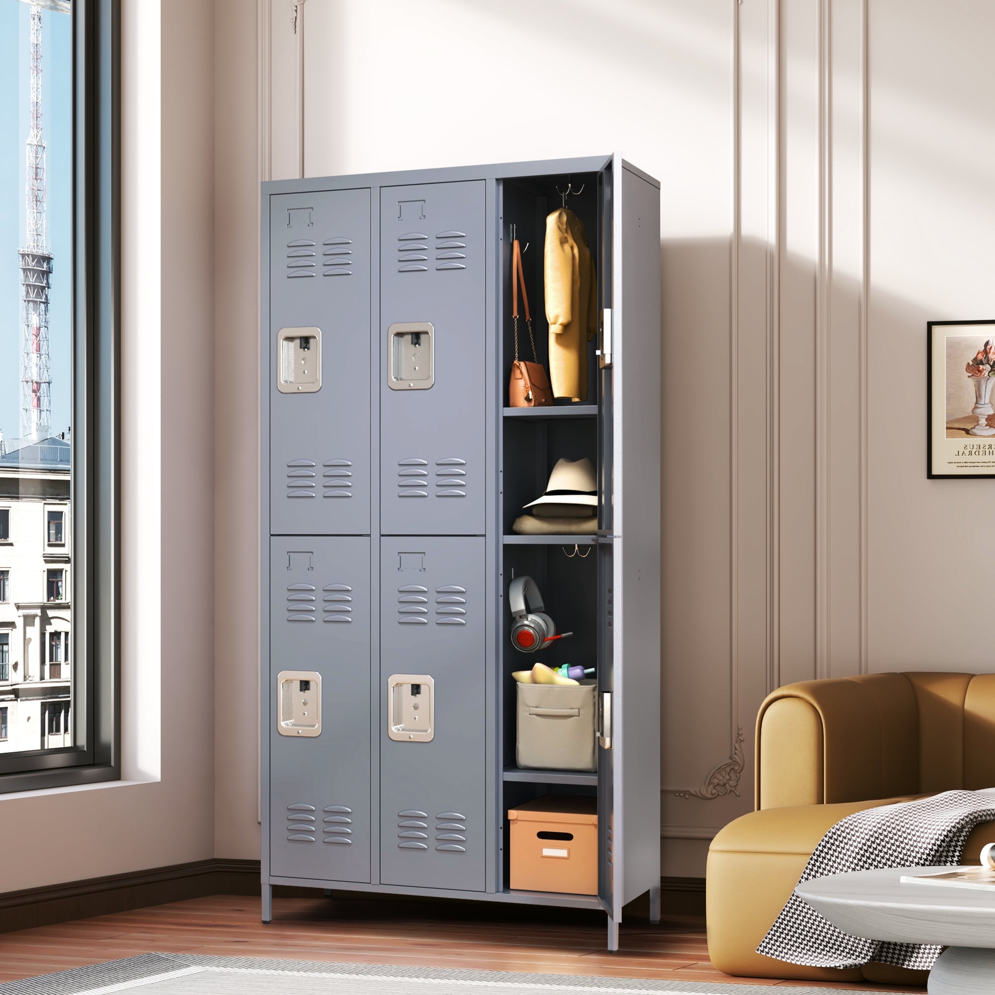 6 Door Storage Locker 72 Inch Metal Storage Locker with Lock for ...