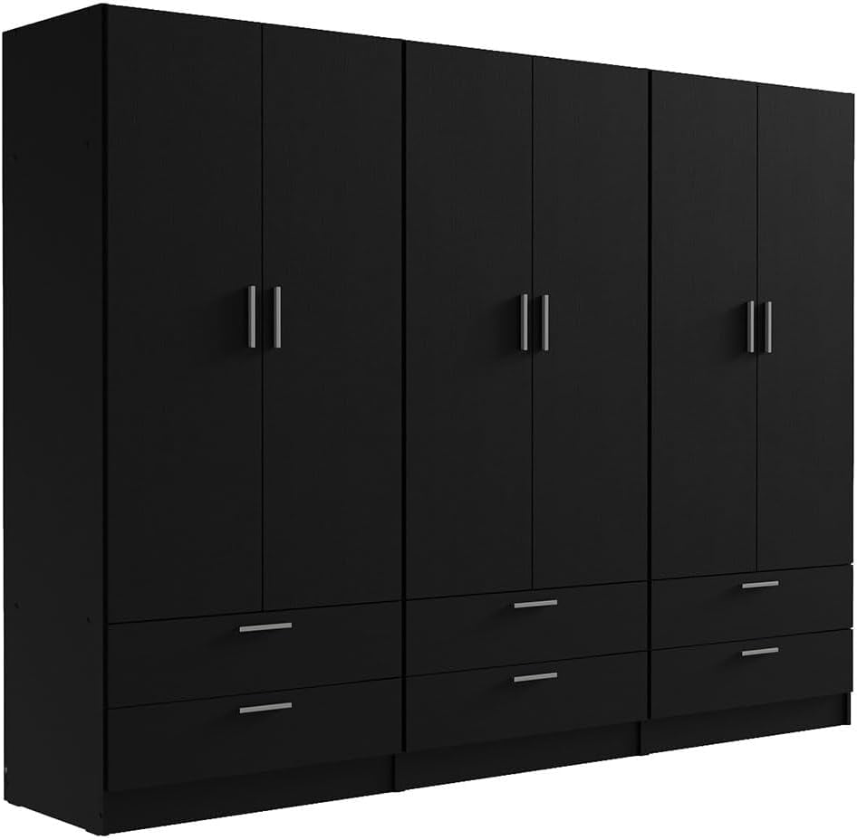6 Doors 6 Drawers Storage Cabinet Wardrobe with Shelves and Hanging ...