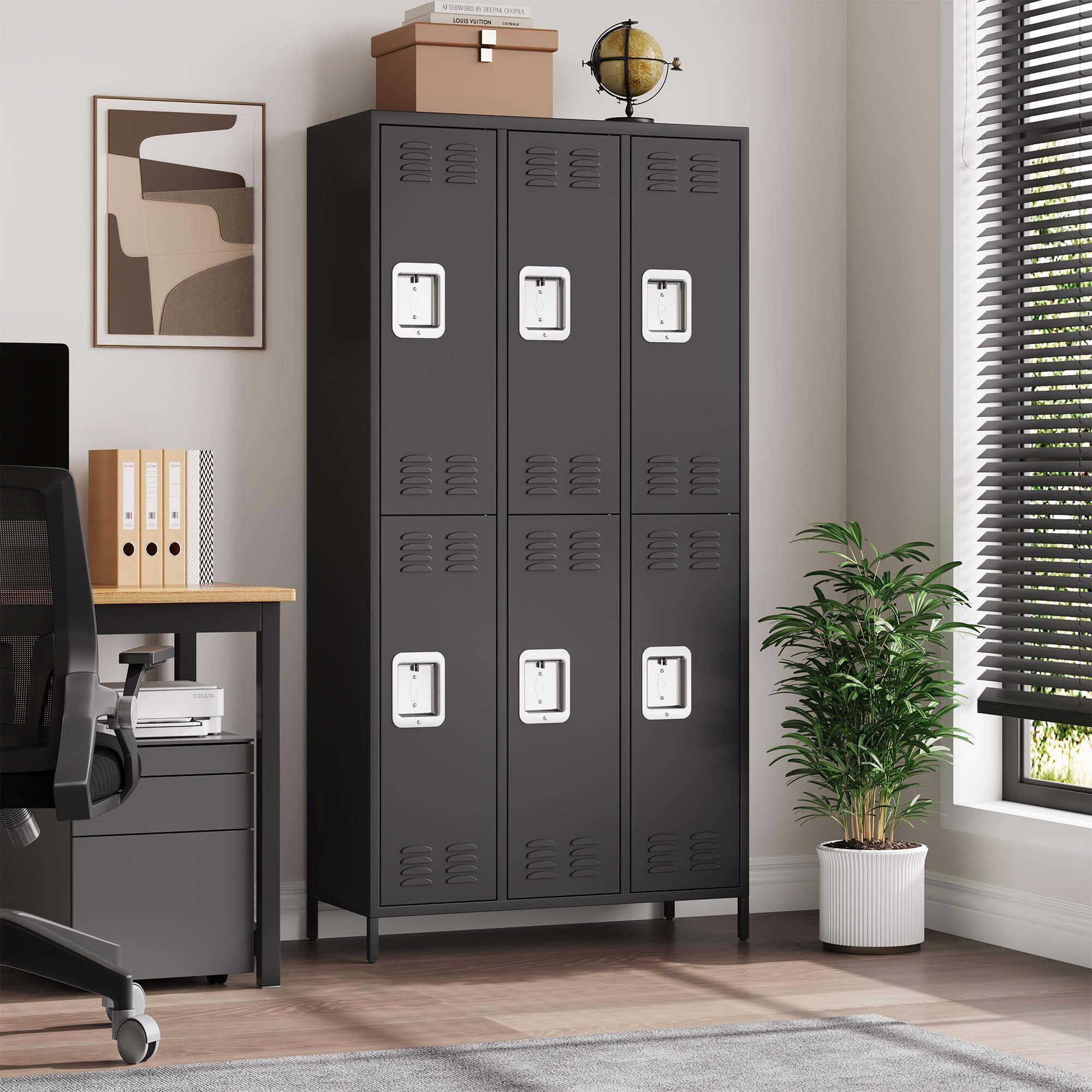 6 Doors Employee Lockers for Office, Metal Sorage Locker Combination, Lockable Employees Metal ...