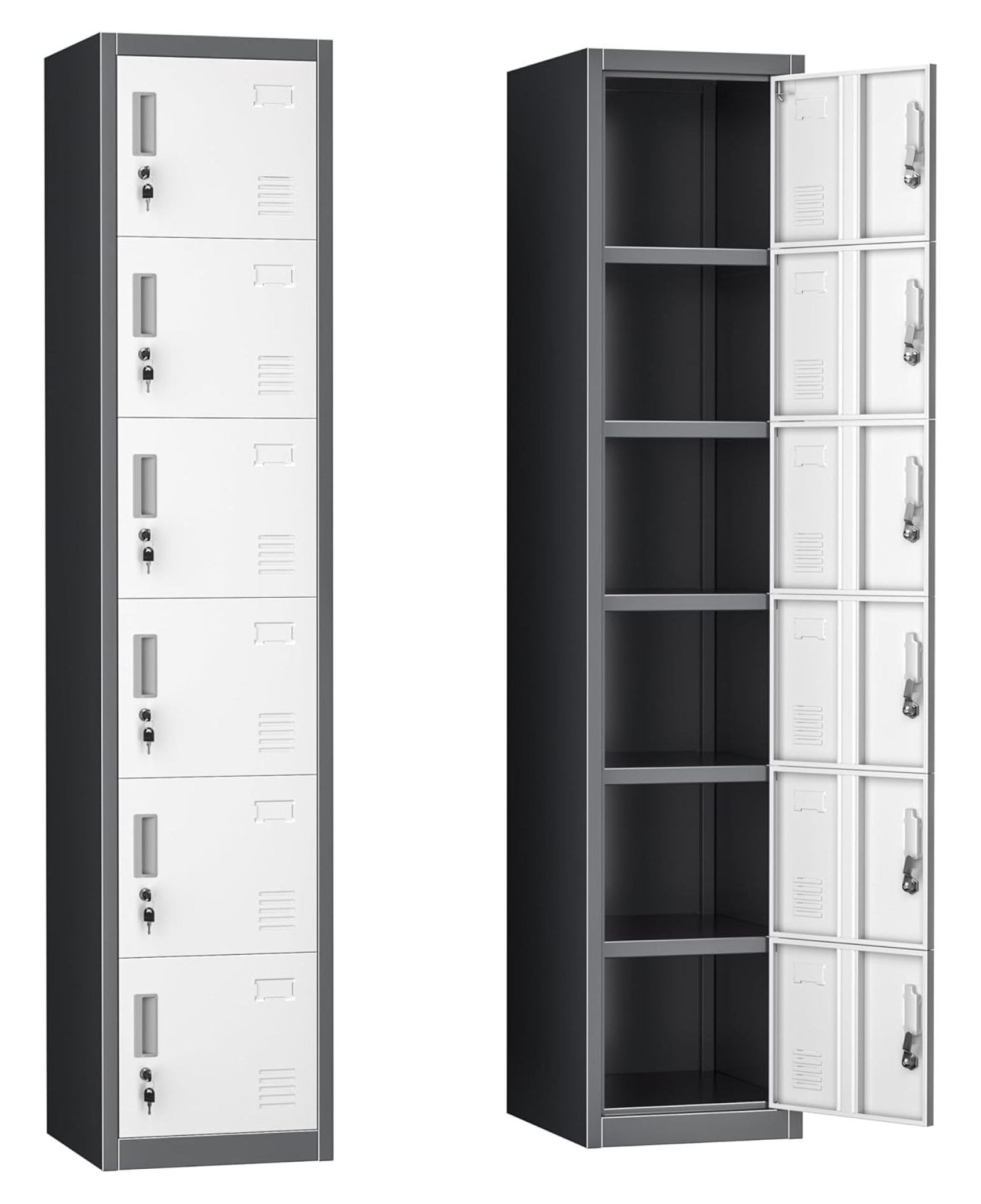 6 Doors Locker Storage Cabinet, Tall Lockers for Employees, Metal ...