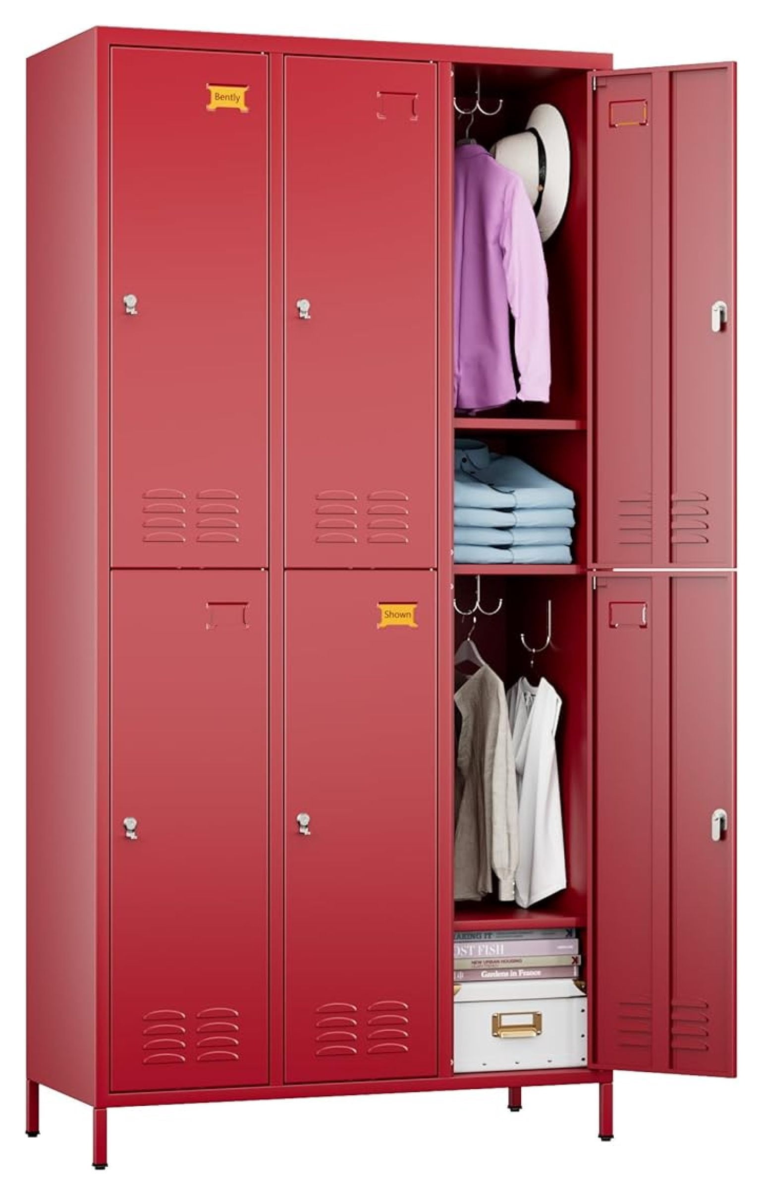 6 Doors Metal Storage Locker for Employees, Steel Locker with 12 for ...