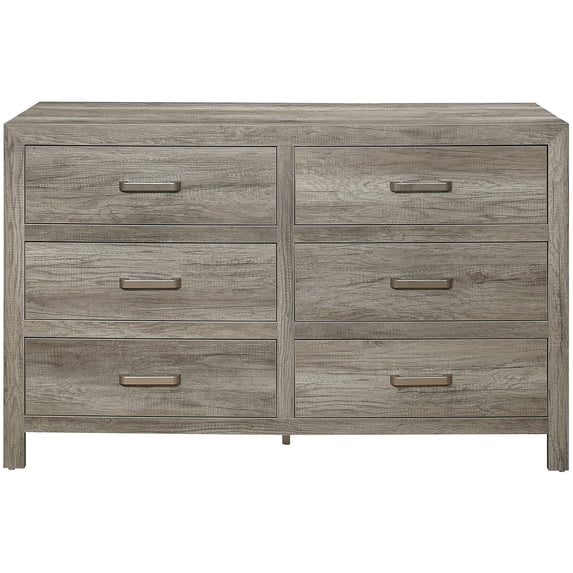 6 - Drawer Bedroom Wood Furniture | Satin Nickel Bar Pulls | Weathered ...