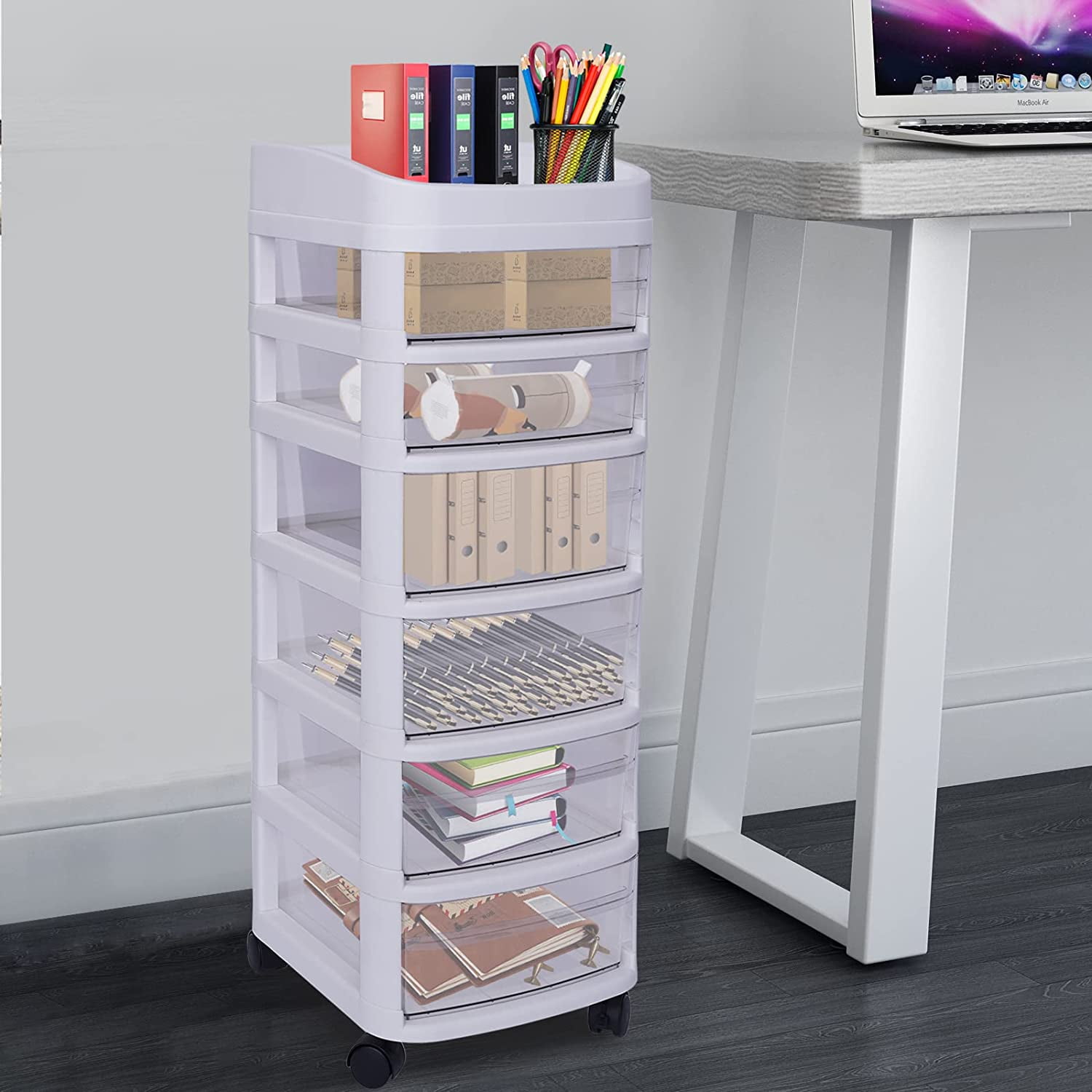 6 Drawer Cart Rolling Storage Trolley Drawer Cabinet Utility Cabinet ...