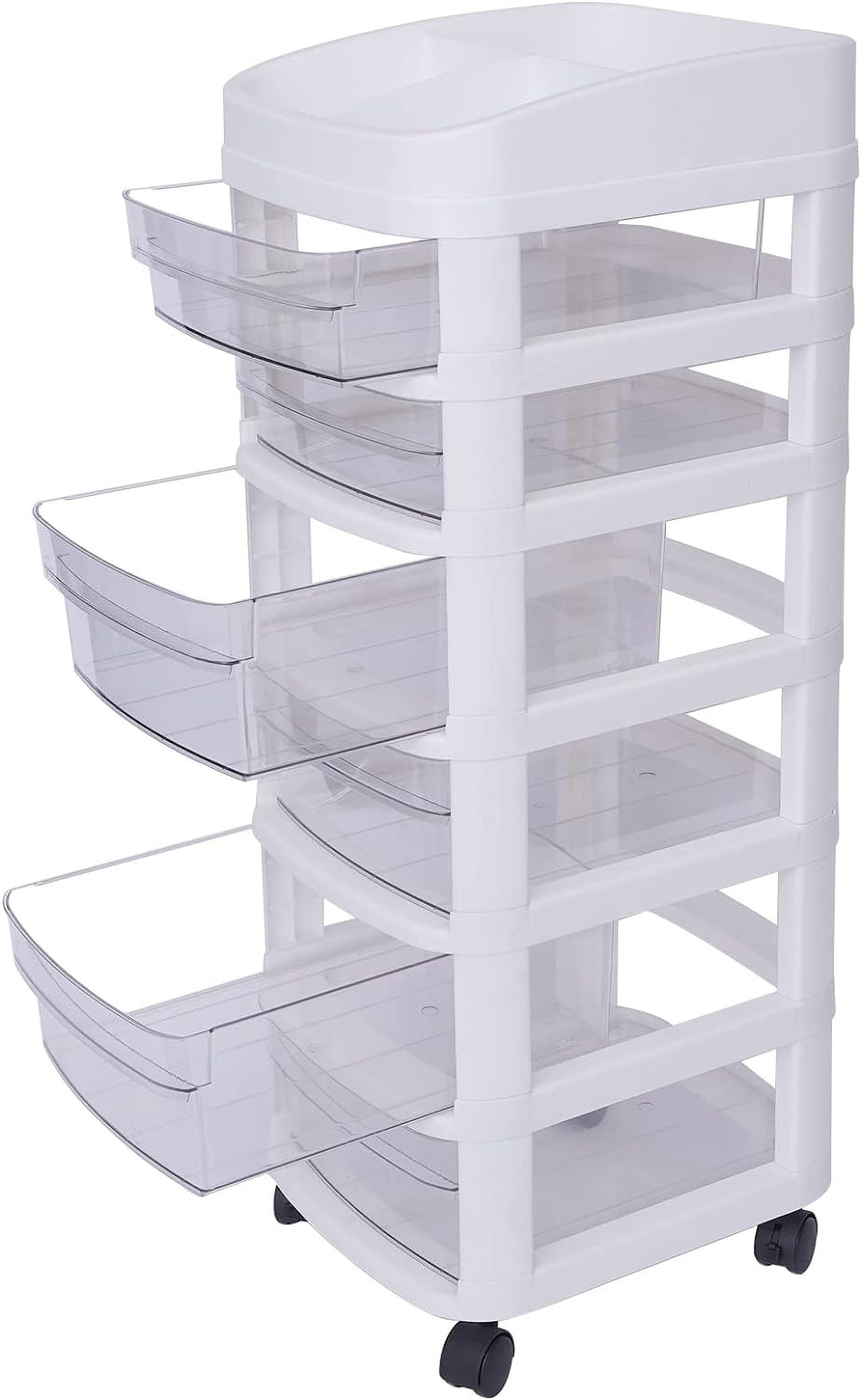 6 Drawer Cart Wide Tower Dorm Storage Rolling Organizer Trolley ...