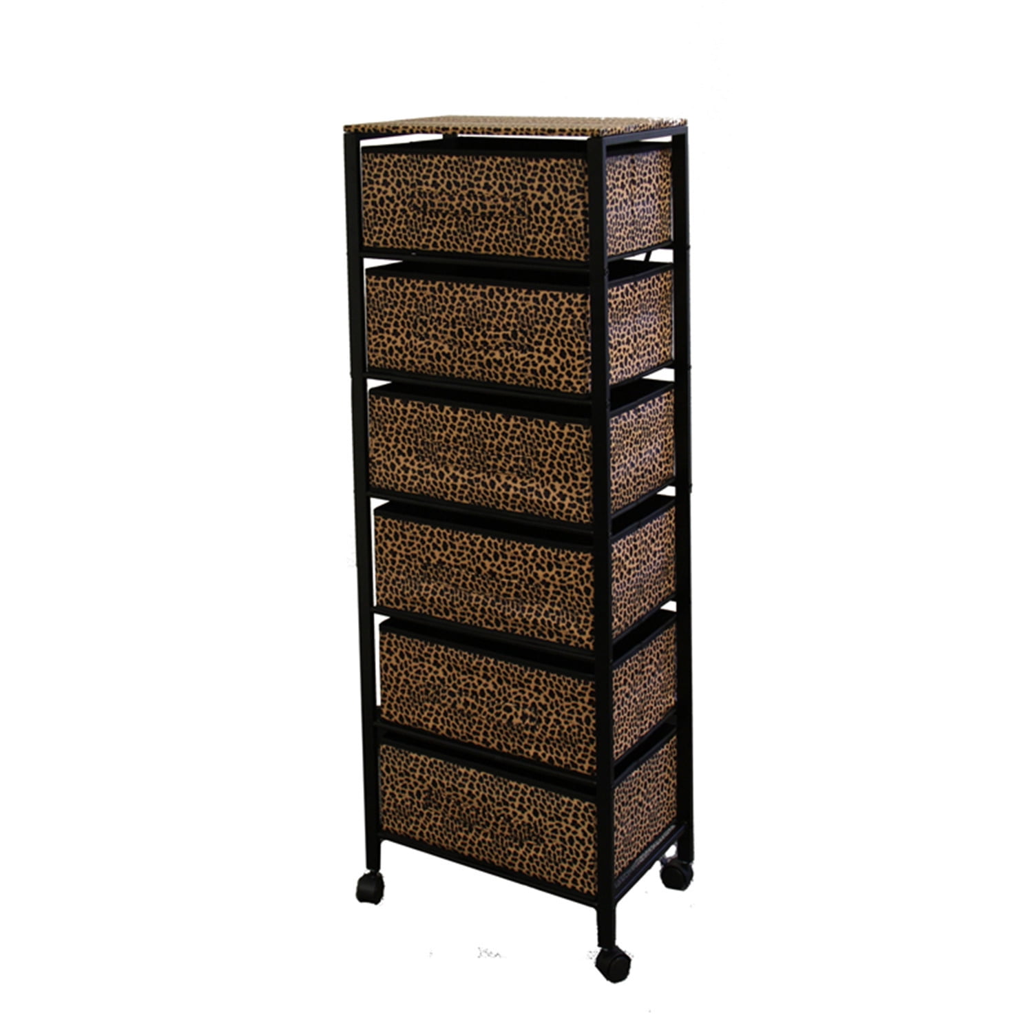 52.5"H 6 Drawer Black Frame Rack On Wheels ( Cheetah Print ) - Walmart.com