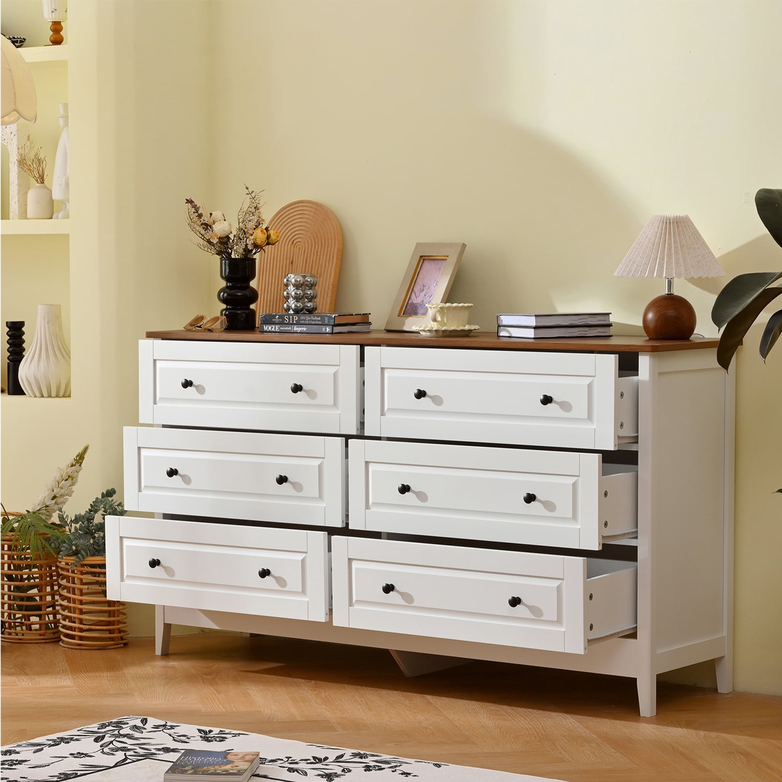 6 Drawer Chest Organizer Unit for Bedroom, Storage Cabinet with Smooth ...