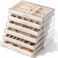 6 Drawer Clear Organizer with Lined Trays, Box with Drawers for ...