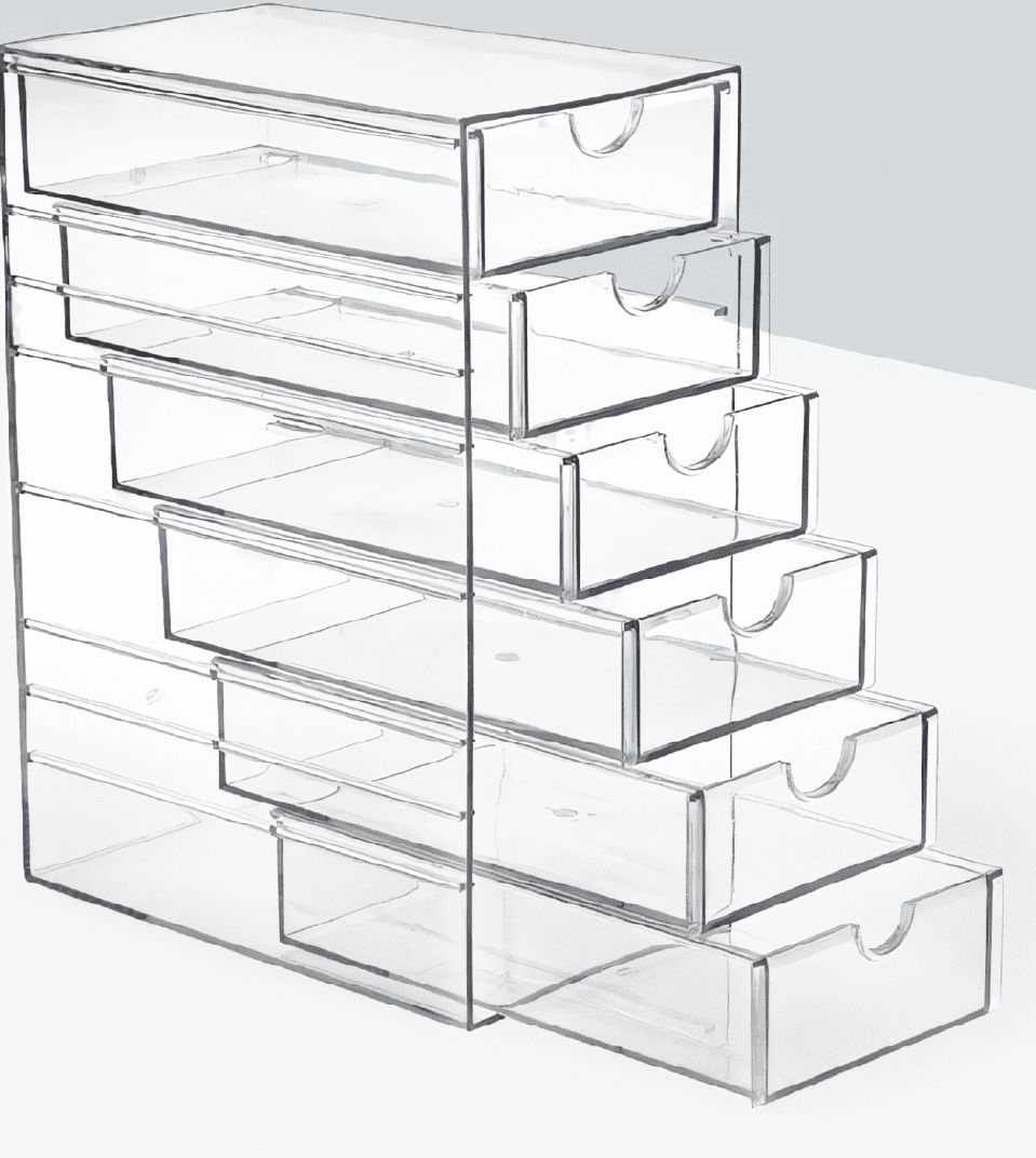 6-Drawer Clear Plastic Desktop Organizer with Pull-Out Drawers, Compact ...