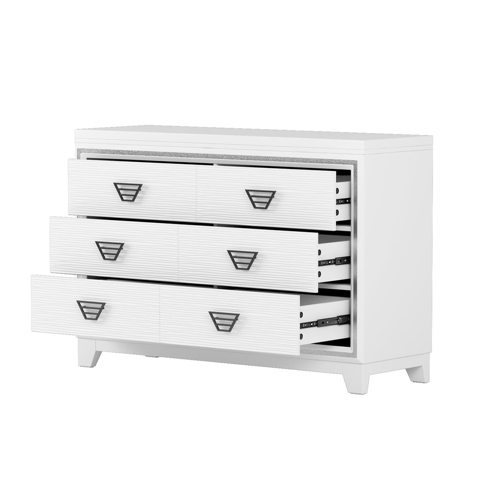 6 Drawer Double Dresser, Large Storage Cabinet With Metal Handle, Wood ...