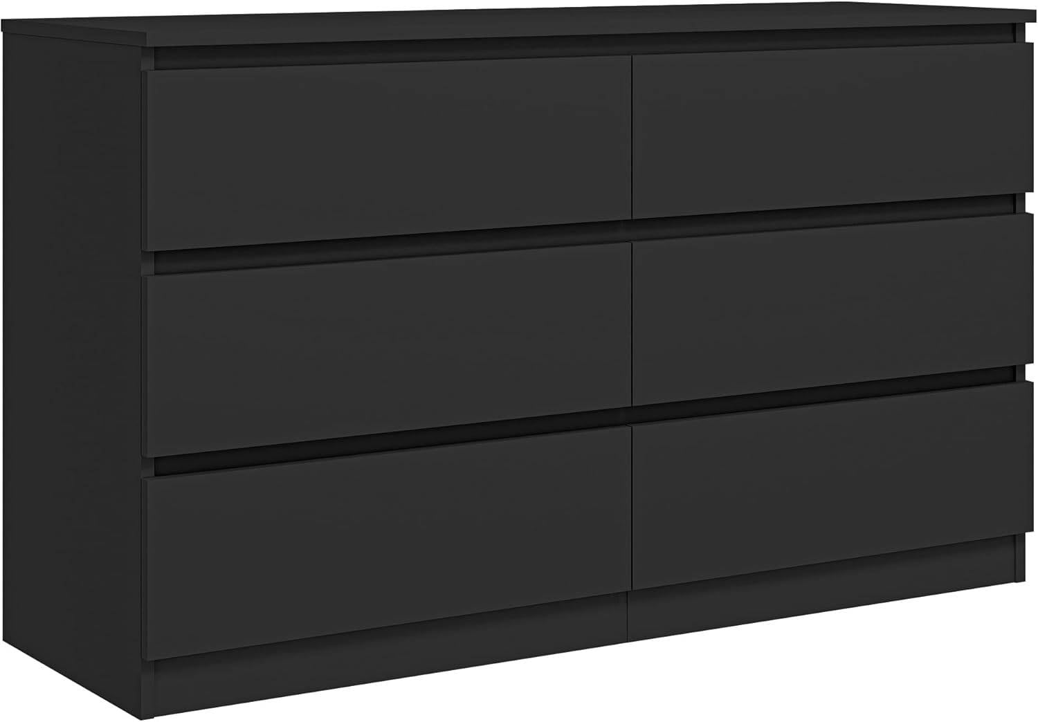 6 Drawer Double Dresser, Modern Chest of Drawers with Wide Storage for ...