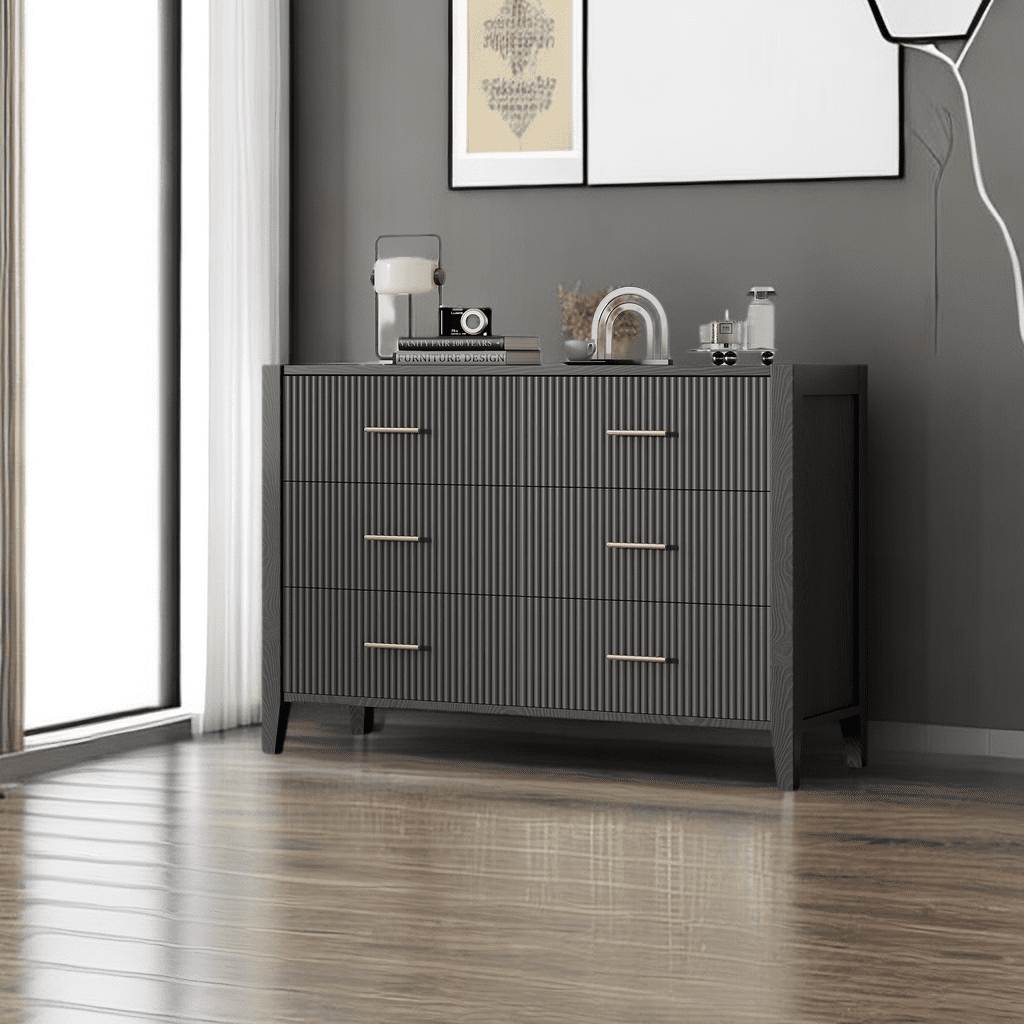 6 Drawer Double Dresser, Modern Farmhouse Chest of Drawers, Wide ...