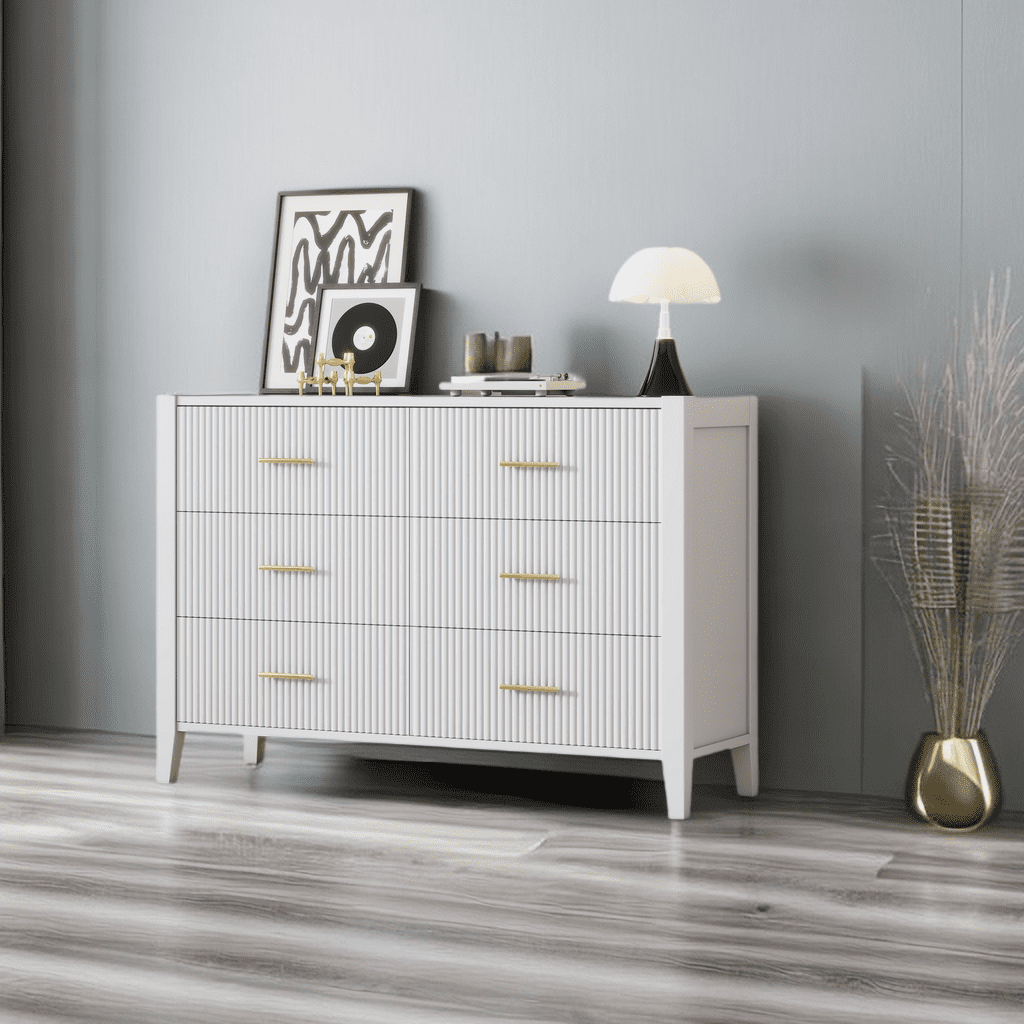 6 Drawer Double Dresser, Modern Farmhouse Chest of Drawers, Wide ...