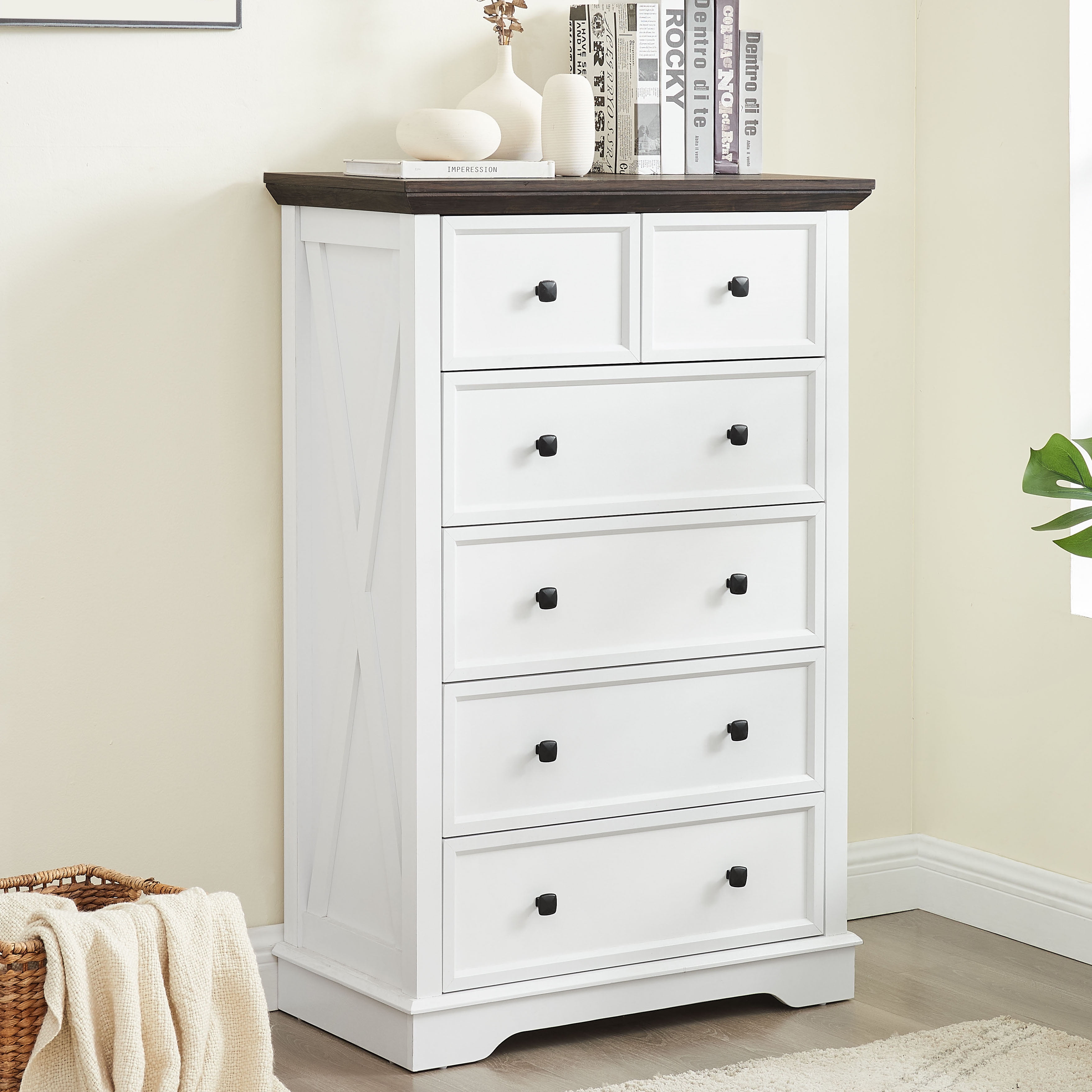 6 Drawer Dresser,6 Drawers cabinet Tall Chest of Drawers Closet Organizers Storage Clothes ...