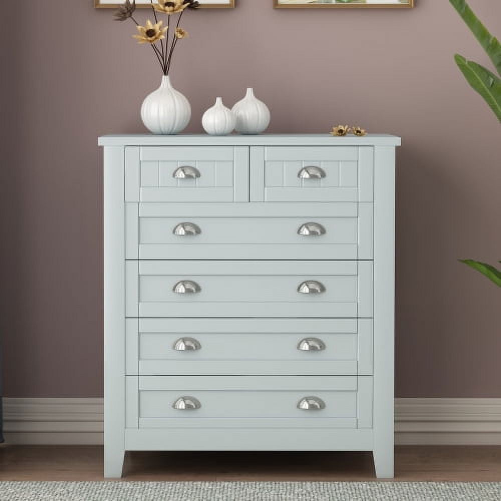 6 Drawer Dresser for Bedroom, Chest of Drawers with Shell-shaped Handle ...