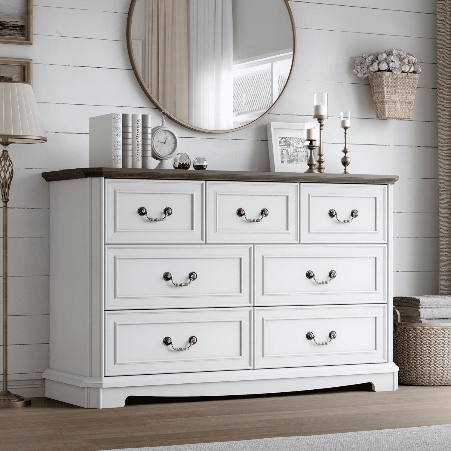 6-Drawer Dresser for Bedroom Rustic Wooden Chest of Drawers with ...