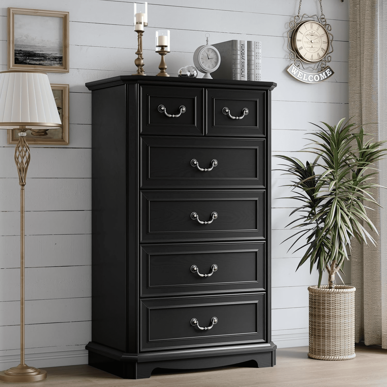 6-Drawer Dresser for Bedroom Rustic Wooden Chest of Drawers with ...