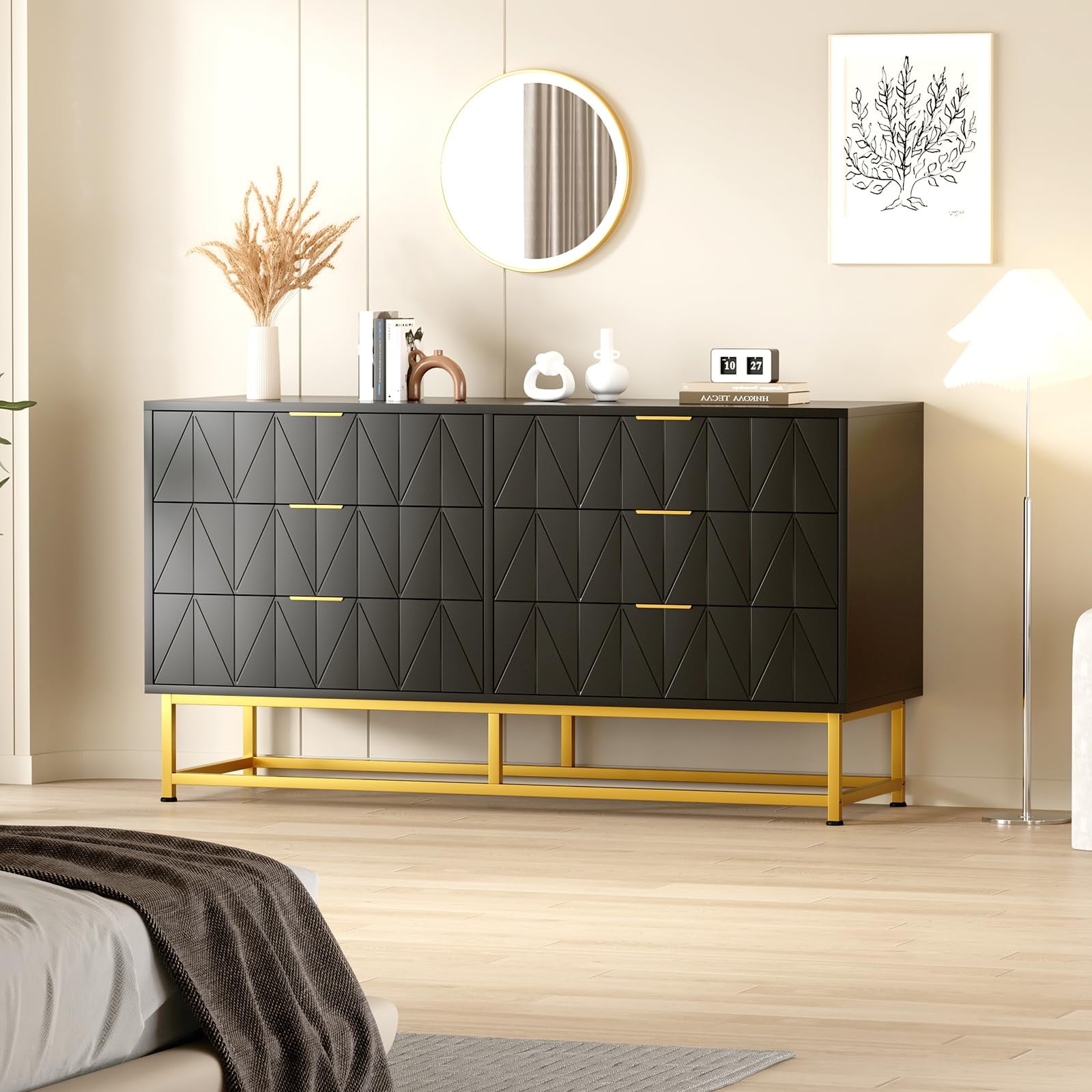 6-Drawer Dresser for Bedroom, Small Chest of Drawers with Storage, Modern Nightstand End Table ...