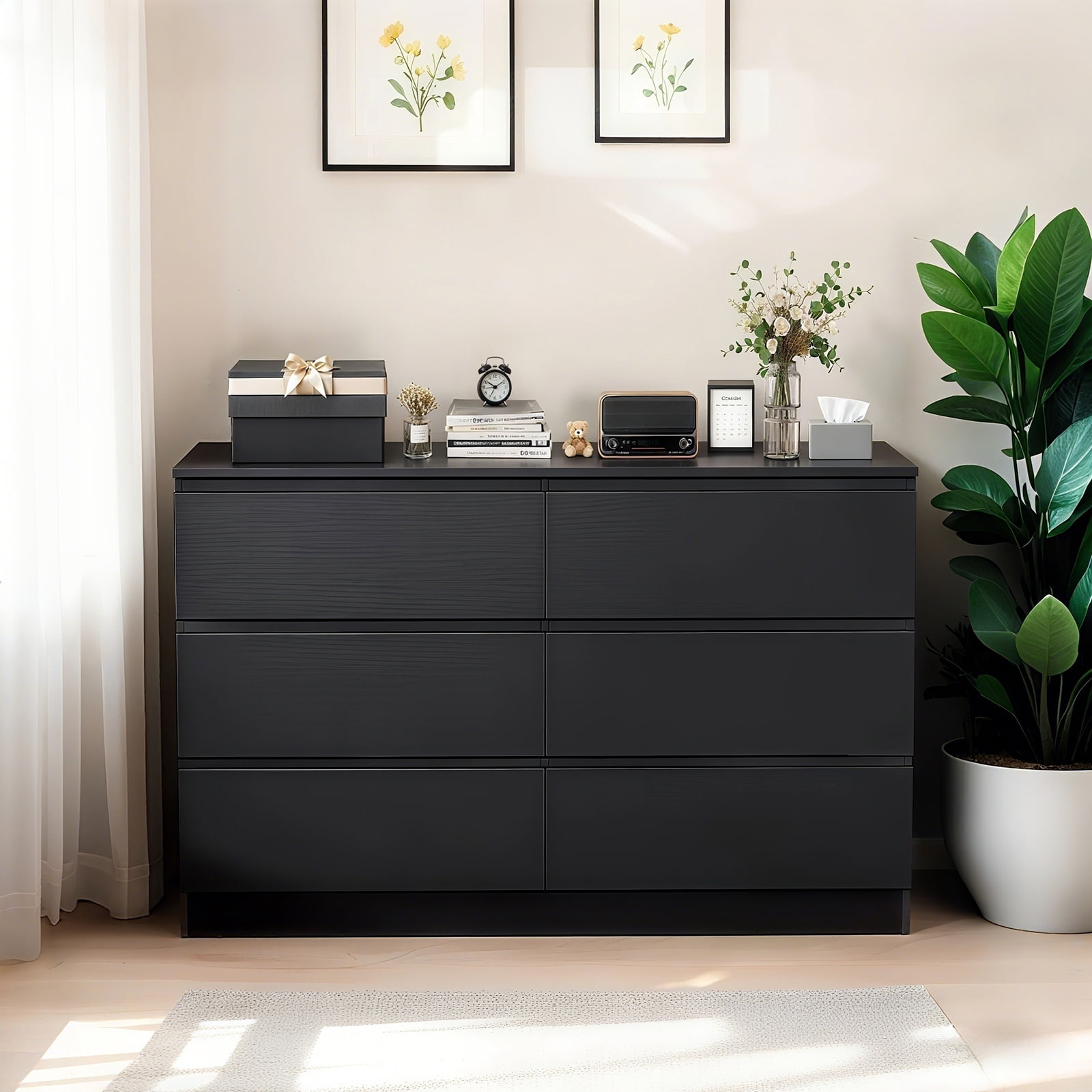 CASEMIOL 6 Drawer Dresser for Bedroom with Spacious Countertop, Modern ...