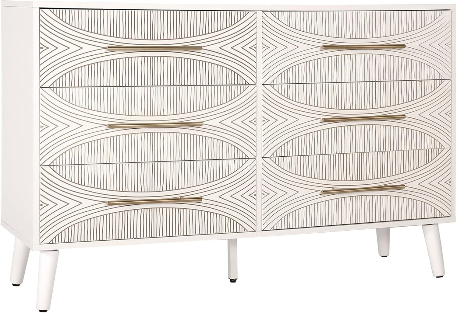 6 Drawer Dresser, Dresser for Bedroom, Chest of Drawers with Metal ...