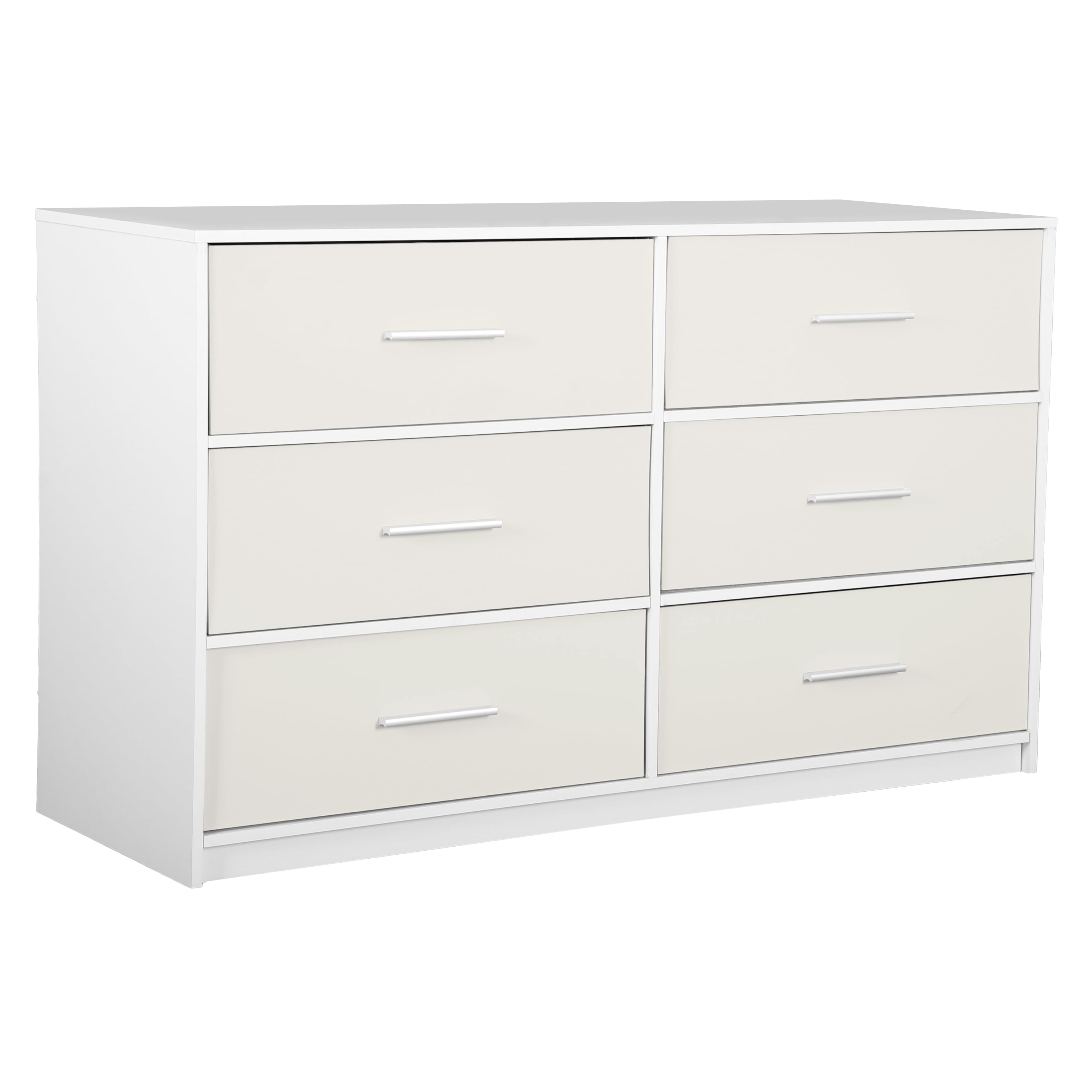 6-Drawer Dresser with Extra Large Fabric Bins, Wood Frame Storage ...