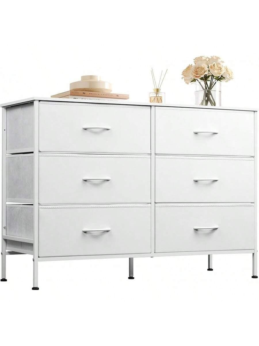 6 Drawer Dresser For Bedroom With TV Stand，Fabric Storage Organizer ...