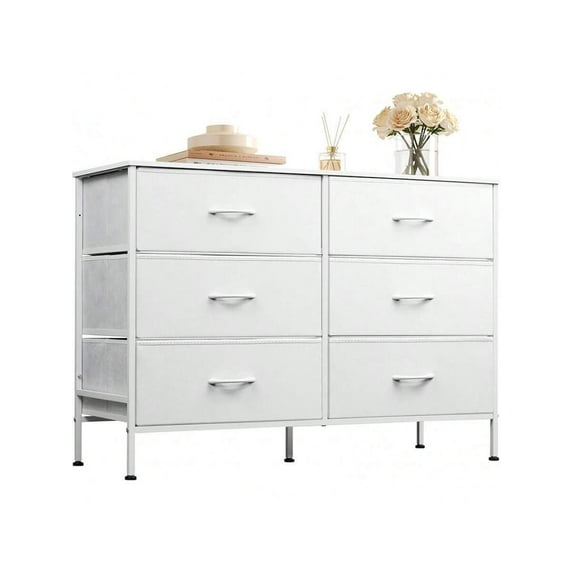 6 Drawer Dresser For Bedroom With TV Stand，Fabric Storage Organizer ...