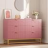 6 Drawer Dresser, Modern Double Storage Chest with Gold Handles, Large ...
